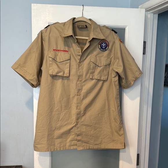 Scouting America | Shirts | Tan Short Sleeve Uniform Shirt With Patches ...